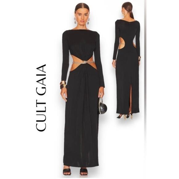 cult gaia | Dresses | Cult Gaia Gold Chain Cut Out Grecia Gown Maxi ...
